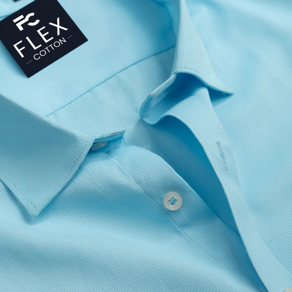 Blue Color Mercerised Cotton Shirt For Men – Flex Cotton